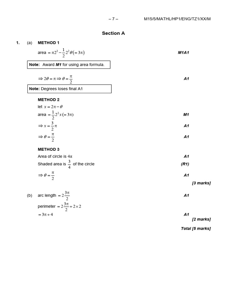 Math HL Paper 1 Solutions 2022 | PDF | Area | Mathematics