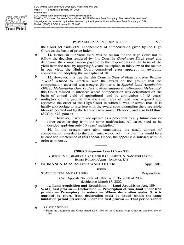 Padma Sundara Rao (Dead) and Ors V State of TN and Ors | PDF ...