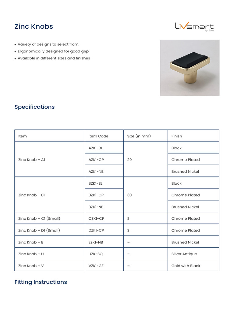 Zinc Knobs | PDF
