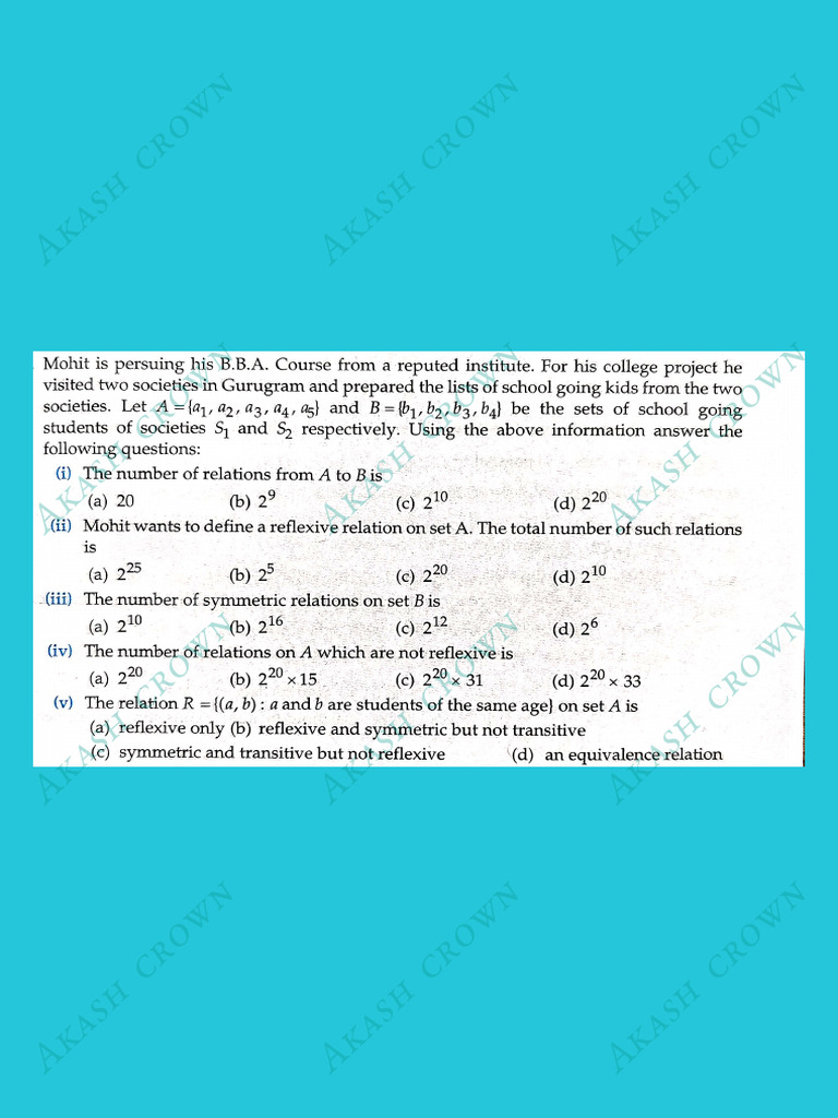 Test Relation and Function Class 12 ch-1 (4-4-2025) | PDF