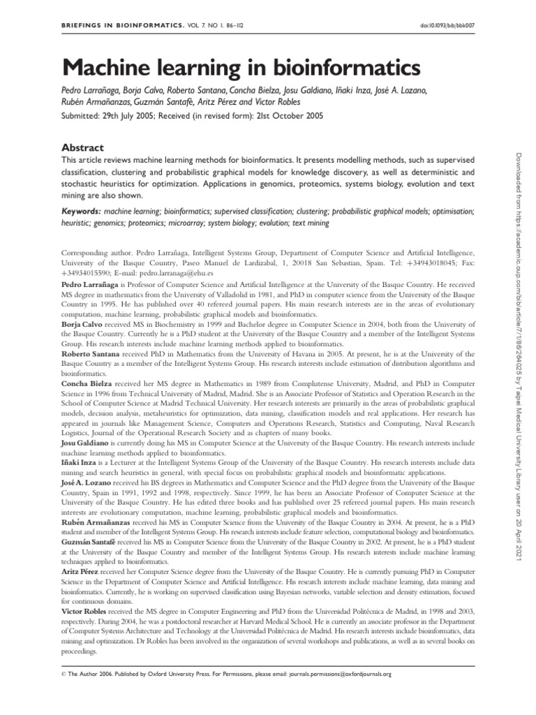 AI For Bioinformatics | PDF | Machine Learning | Cluster Analysis