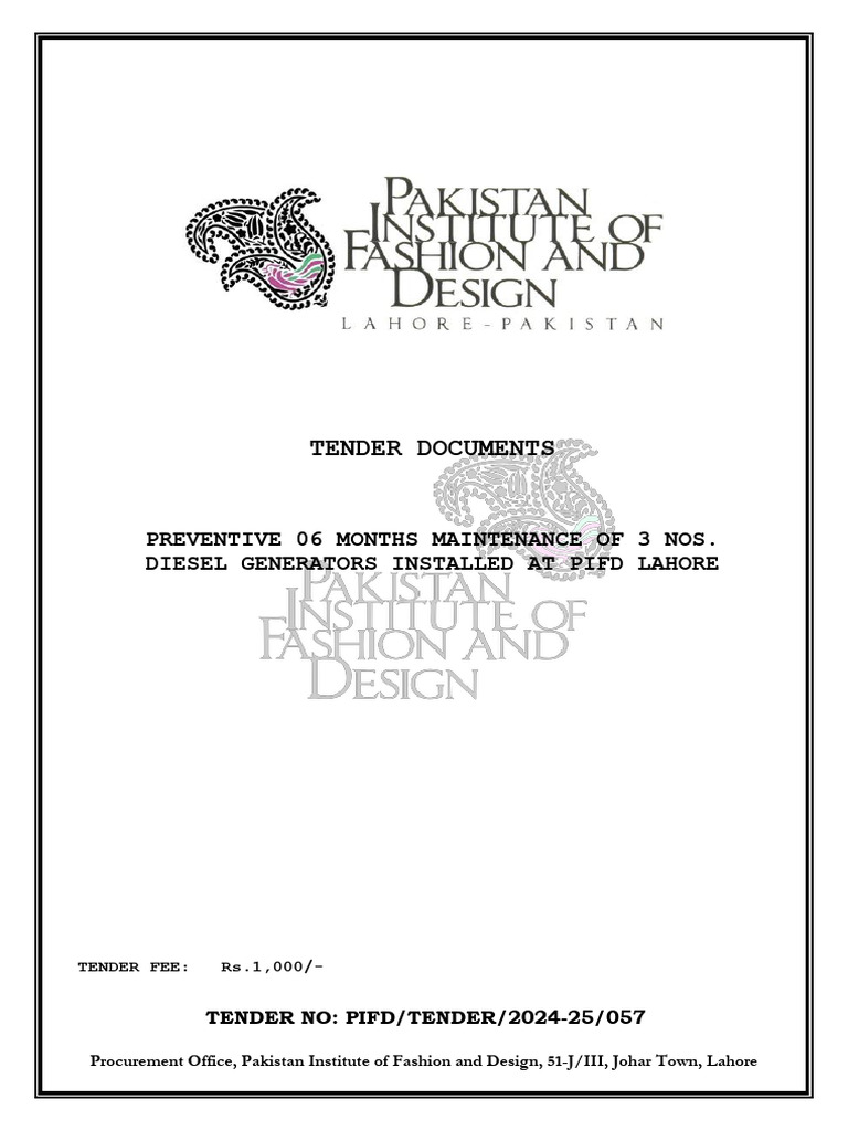 TENDER - Maintenance of 3 Generators | PDF | Specification (Technical Standard) | Taxes