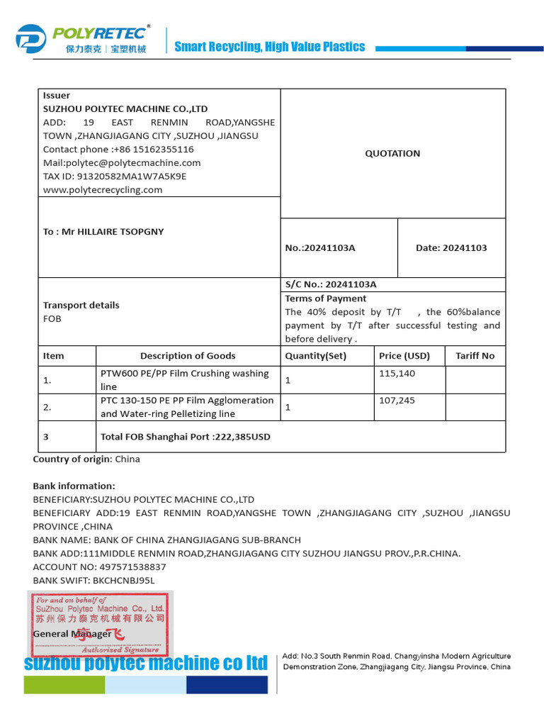 14 04 2025 MIT Polytec Offer for 500kghr LDPE Film HDPE Rigid Plastic ...