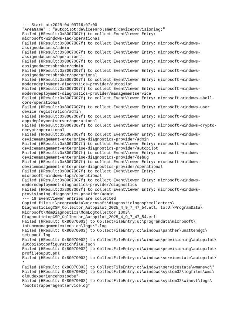 Mdm Log Collector Footprint | PDF | Windows Registry | Ibm Pc Compatibles