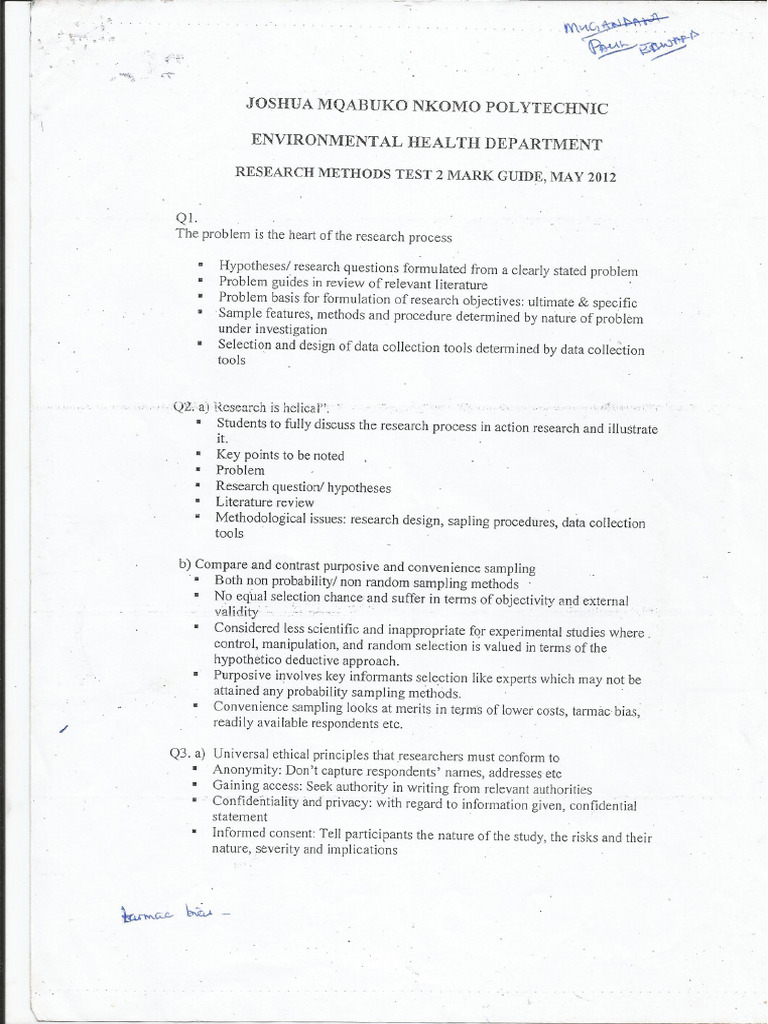 Research Methods Marking Guide | PDF