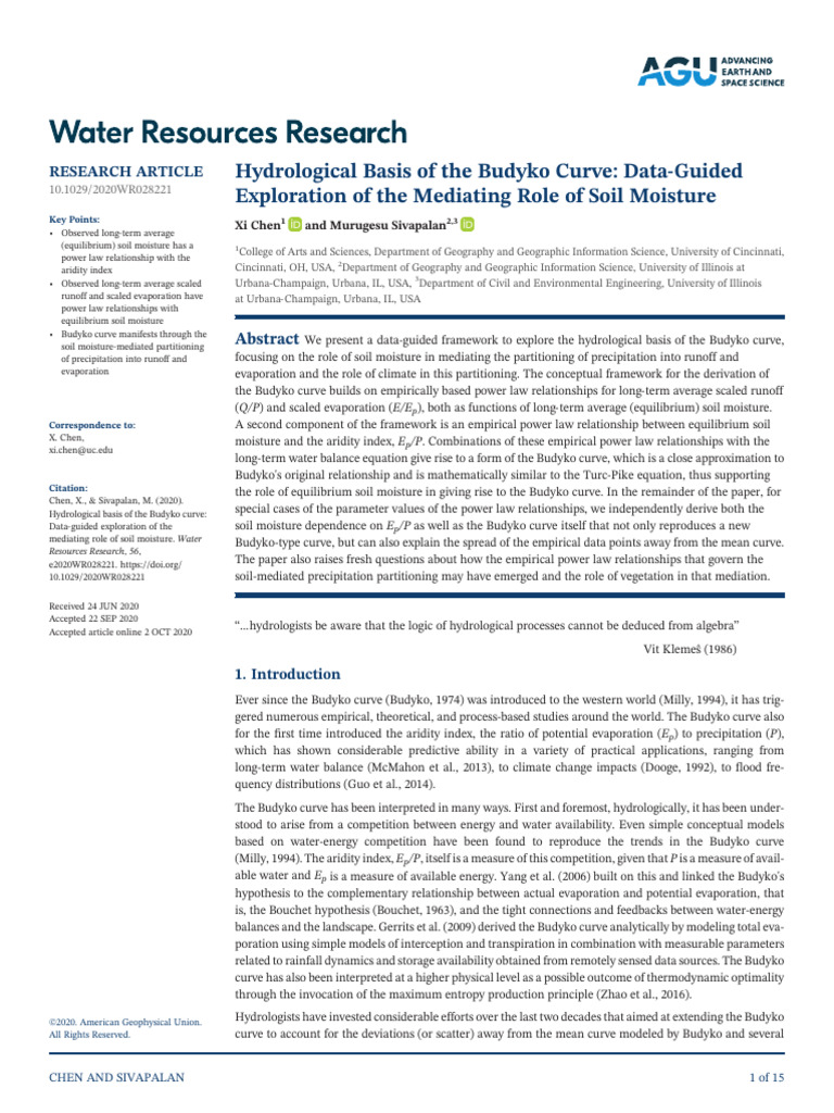 Hydrological Basis of the Budyko Curve | PDF | Hydrology | Surface Runoff