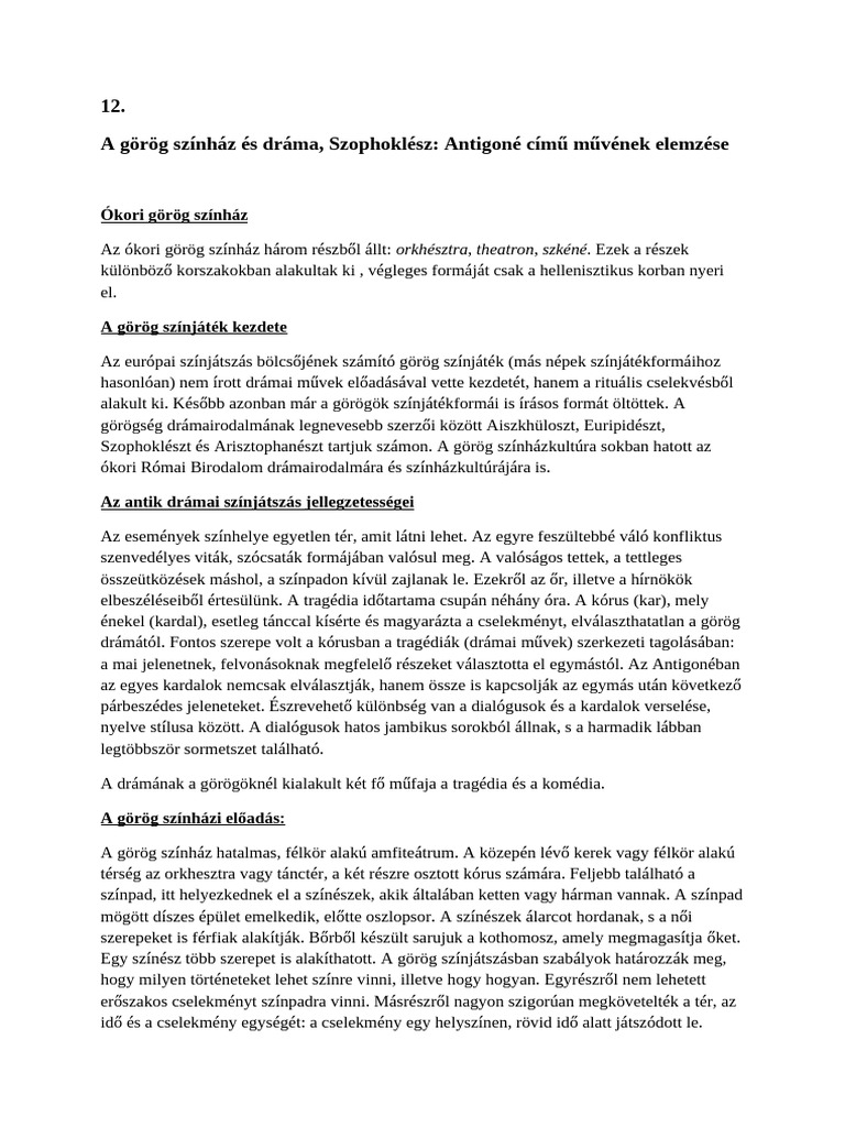 Görög Színház, Antigoné | PDF