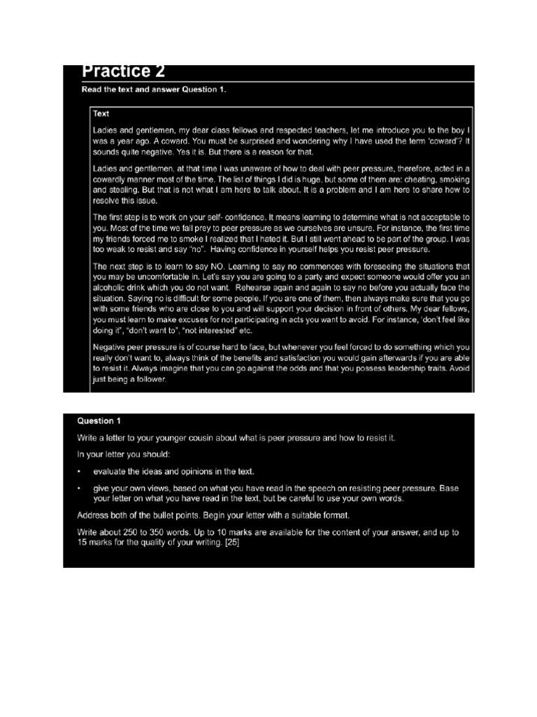 Directed Writing Exam Style Question Practice 2 From The Paper 2 Book ...