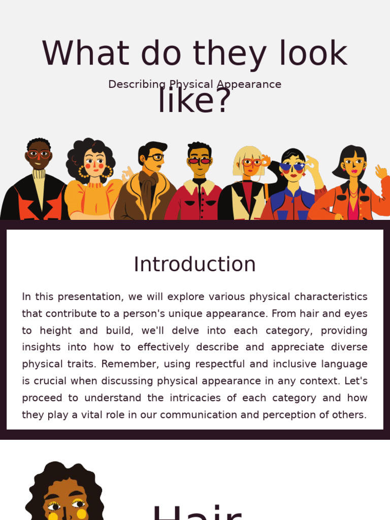 Red, Brown and Yellow Illustrative Describing Physical Appearance ...