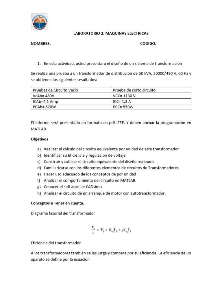 Laboratorio 2 Maquinas Electricas - I - 2025 - Viernes | PDF | Red eléctrica | Transformador