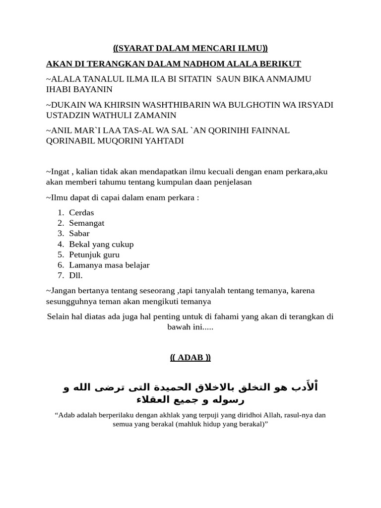 Materi ADAB Safrom 2024 | PDF