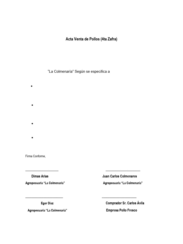Acta Venta Cuarta Zafra | PDF | Economias
