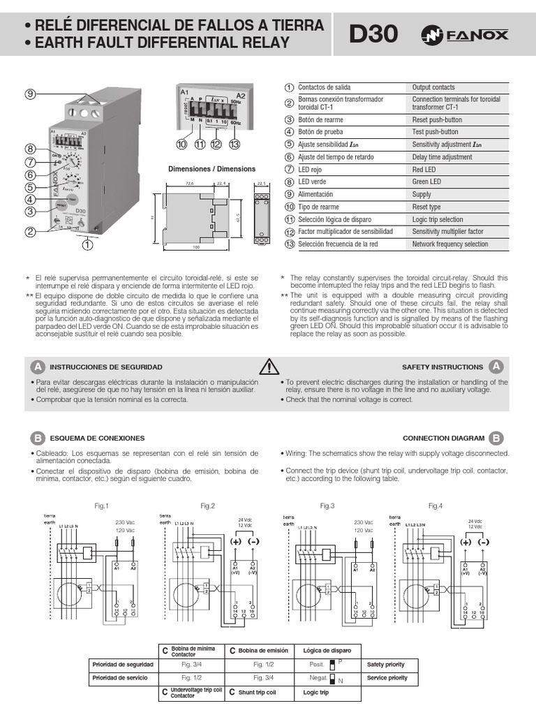 EN FANOXPC INST ELR EarthLeakageNOCT D30 D01 | PDF | Ingenieria Eléctrica | Cableado eléctrico