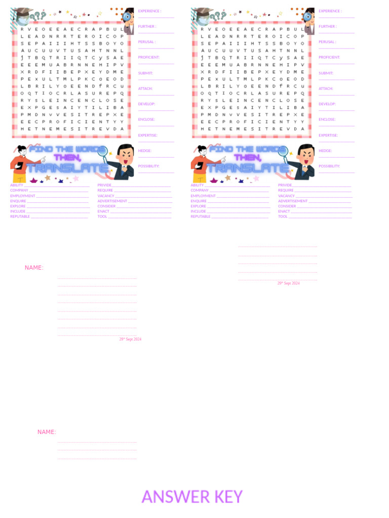 Vocabulary Game - Job Application Letter | PDF | Recruitment | Human ...