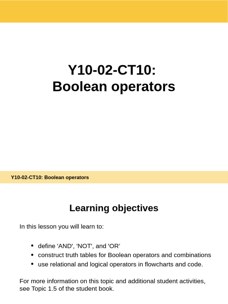 Year10 CT10 Presentation | PDF | Boolean Data Type | Boolean Algebra