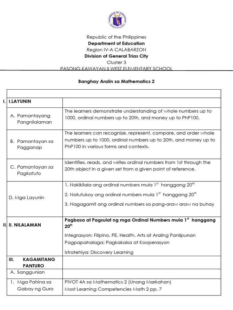 Cot Ap - Ordinal Numbers LP | PDF