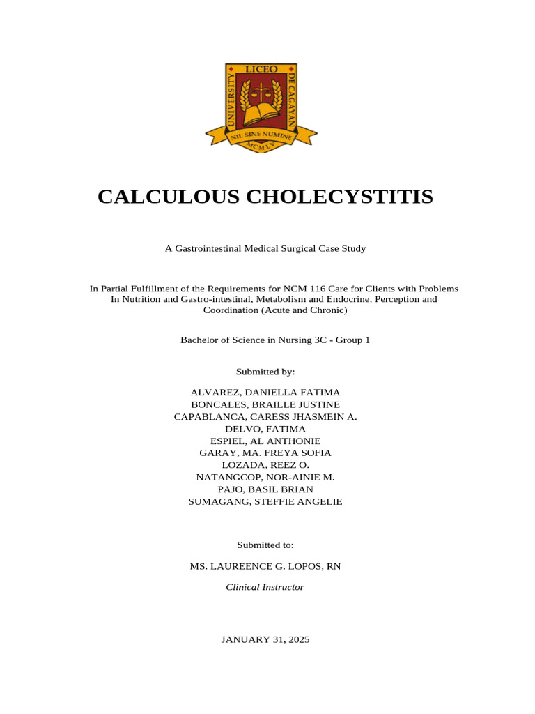C1 Calculous Cholecystitis | PDF | Gallbladder | Bile