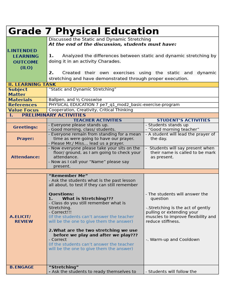 Grade 7 Physical Education | PDF