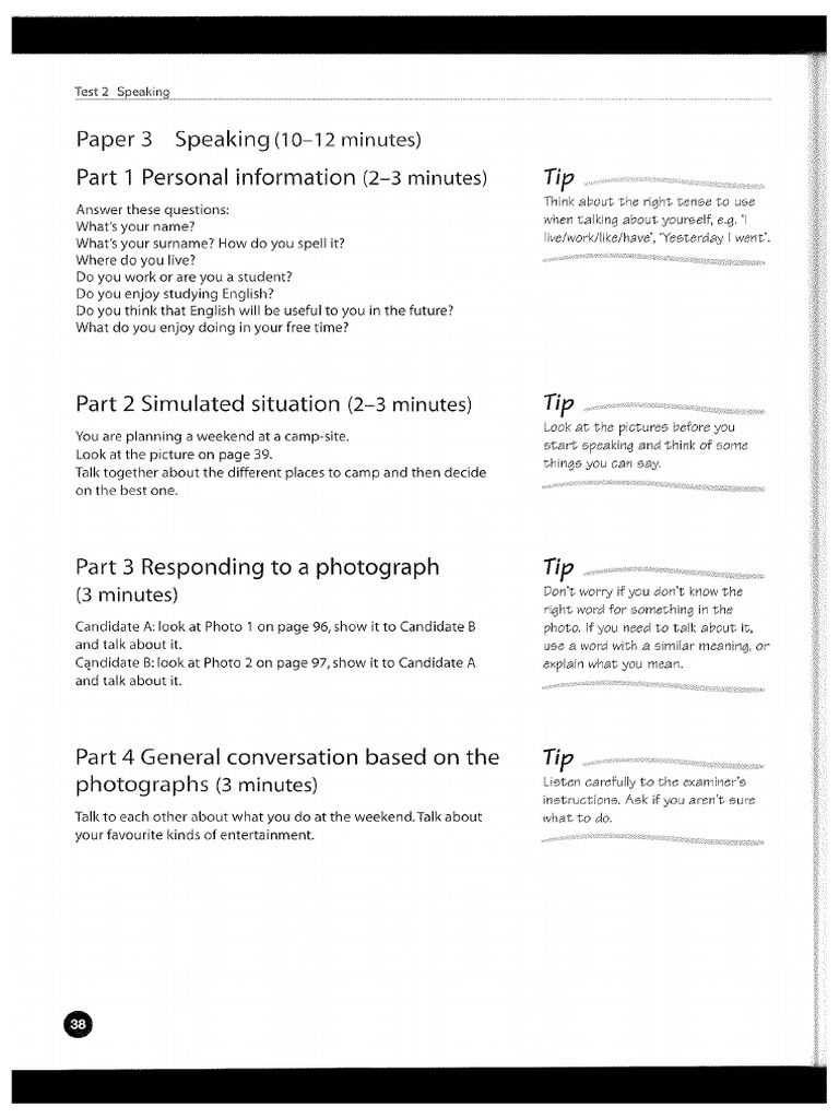 PET Speaking 1 | PDF
