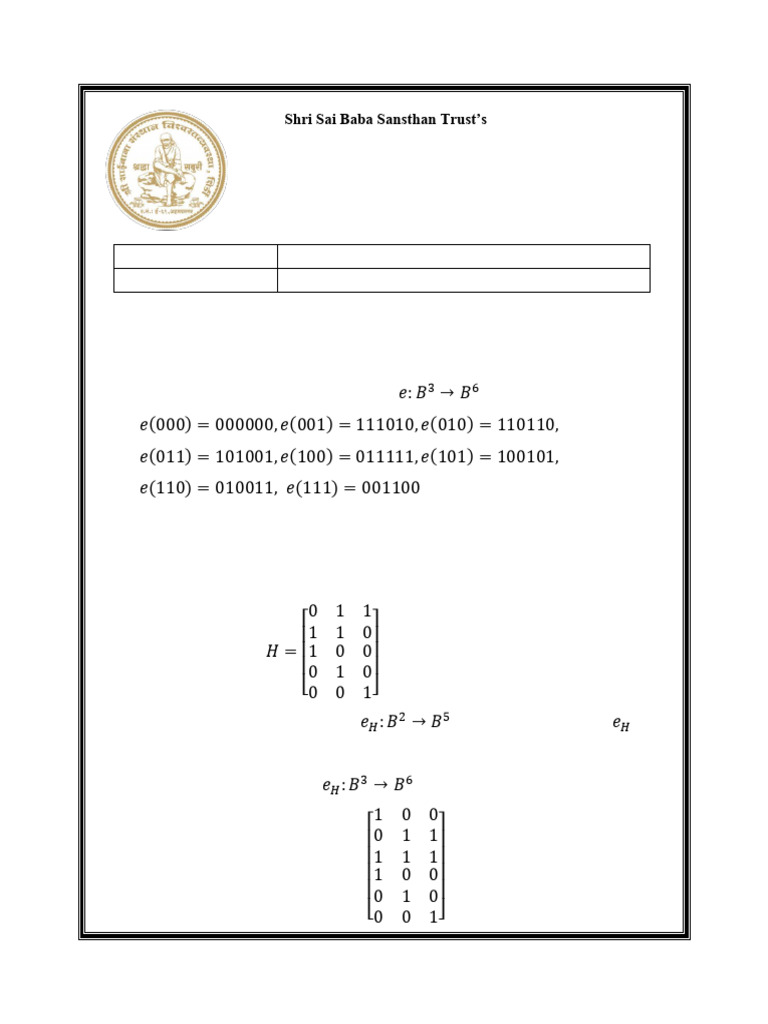 SY BCS Assignment 4 Coding Theory | PDF