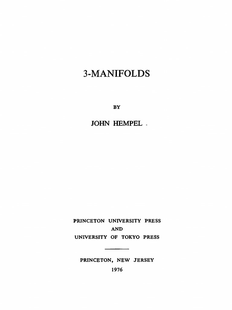 3-Manifolds - Hempel | PDF
