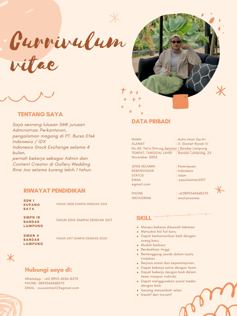 CV Aulia Intan Savitri | PDF