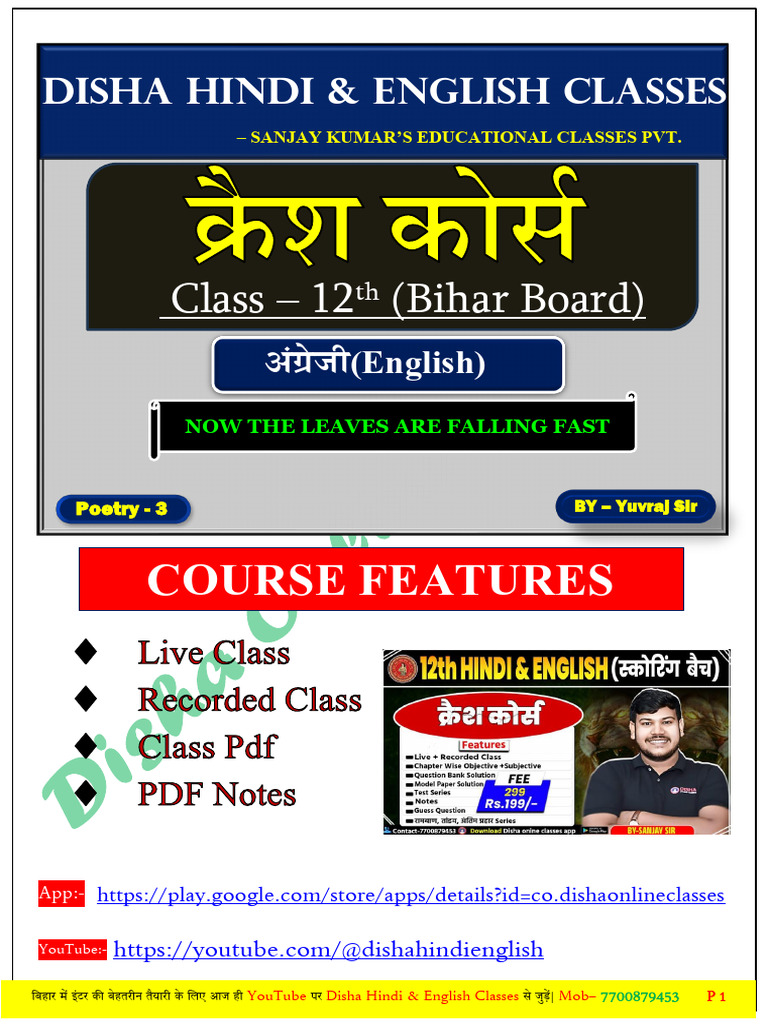 Class 12 (Bihar Board) : (English) | PDF