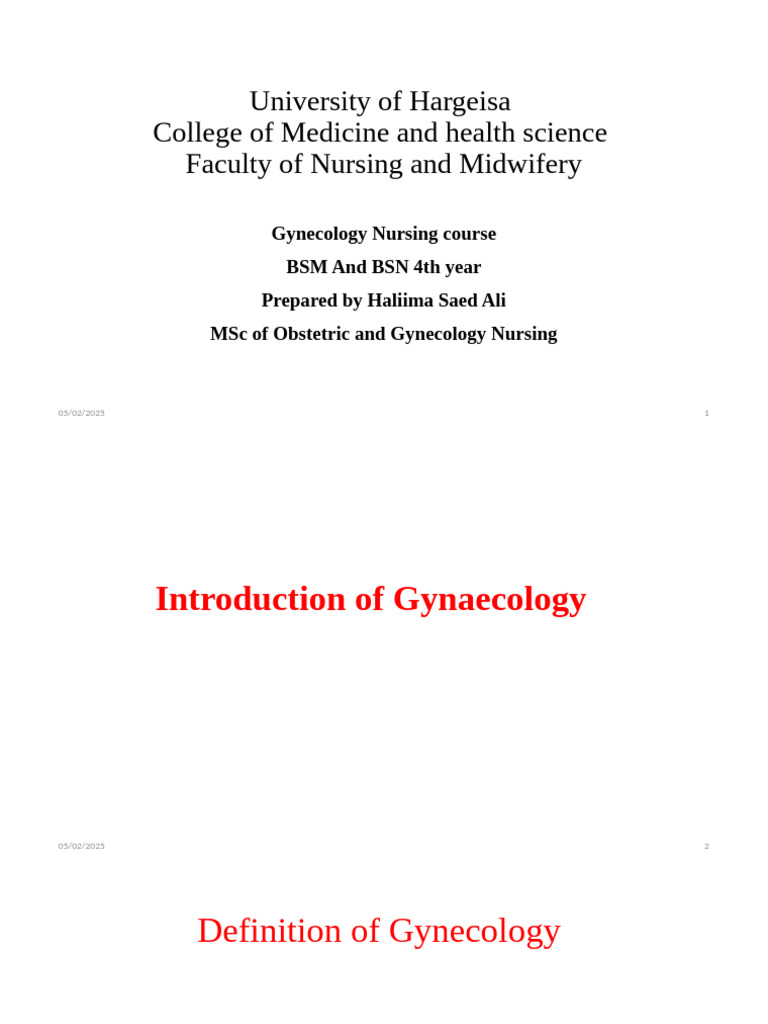 Introduction to Gynecology Nursing | PDF | Vagina | Abdomen