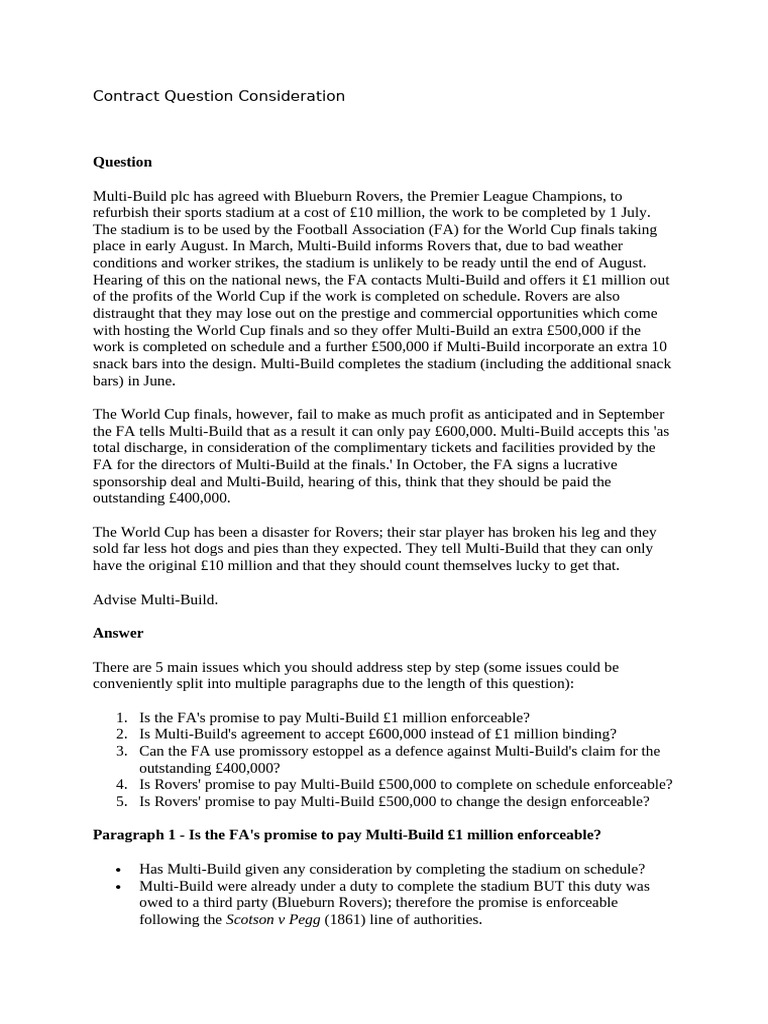 Contract Question Consideration | PDF | Estoppel | Civil Law (Legal System)