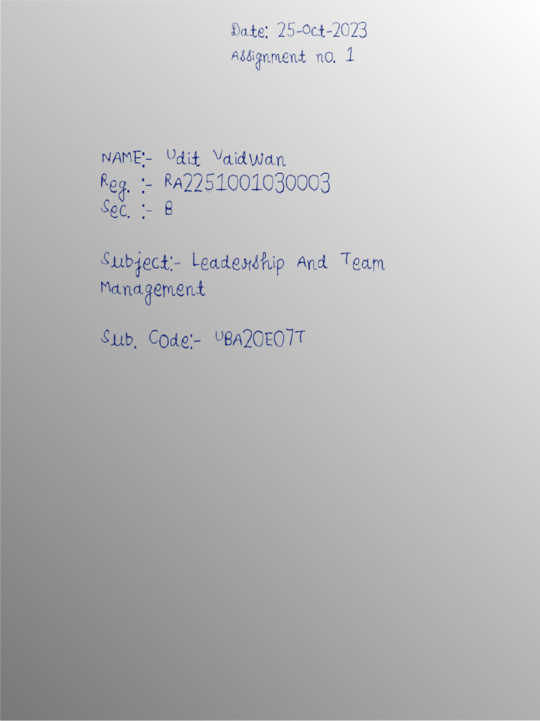 Udit's Leadership Assignment | PDF