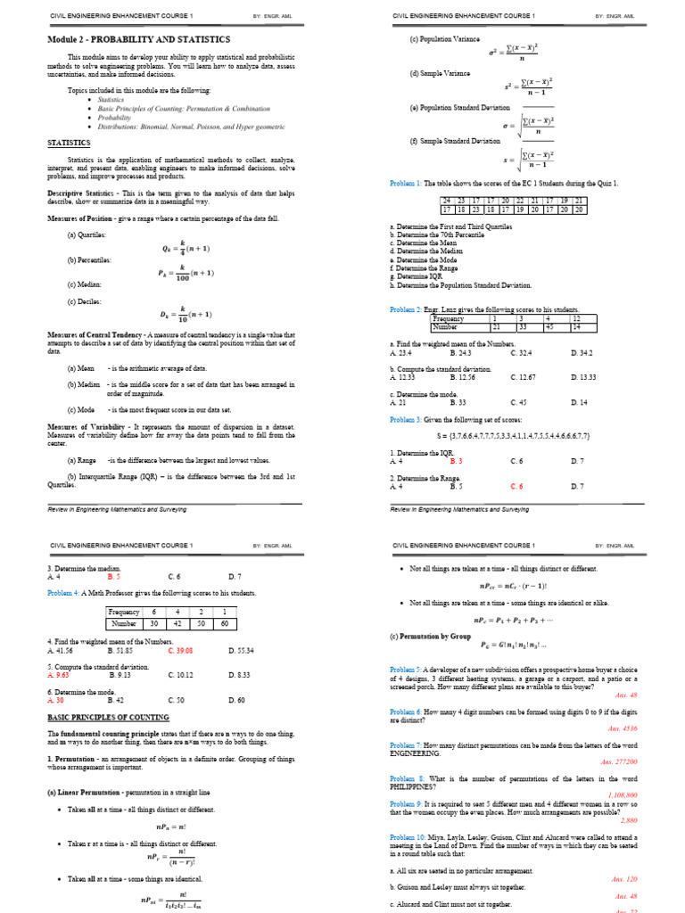 Module 2 - Probability and Statistics | PDF | Statistics | Probability Theory