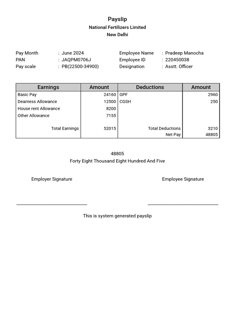 June 2024 Payslip for Pradeep Manocha | PDF