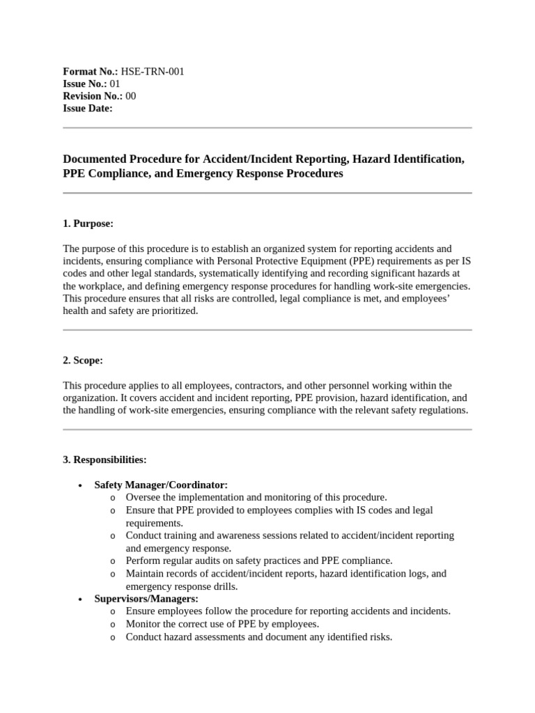 Accident Reporting and Safety Procedures | PDF | Personal Protective ...