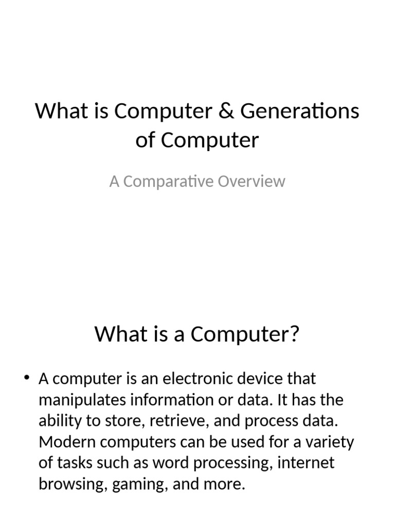 Computer and Generations Comparison | PDF