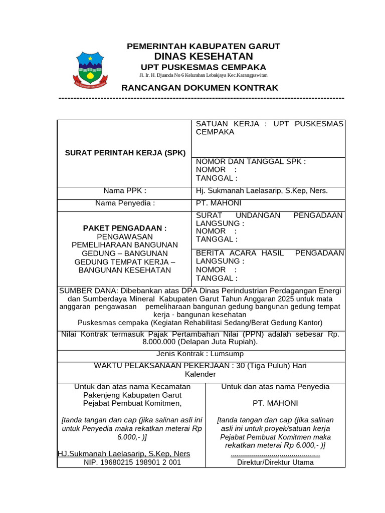Rancangan kontrak Konsultan PWS | PDF