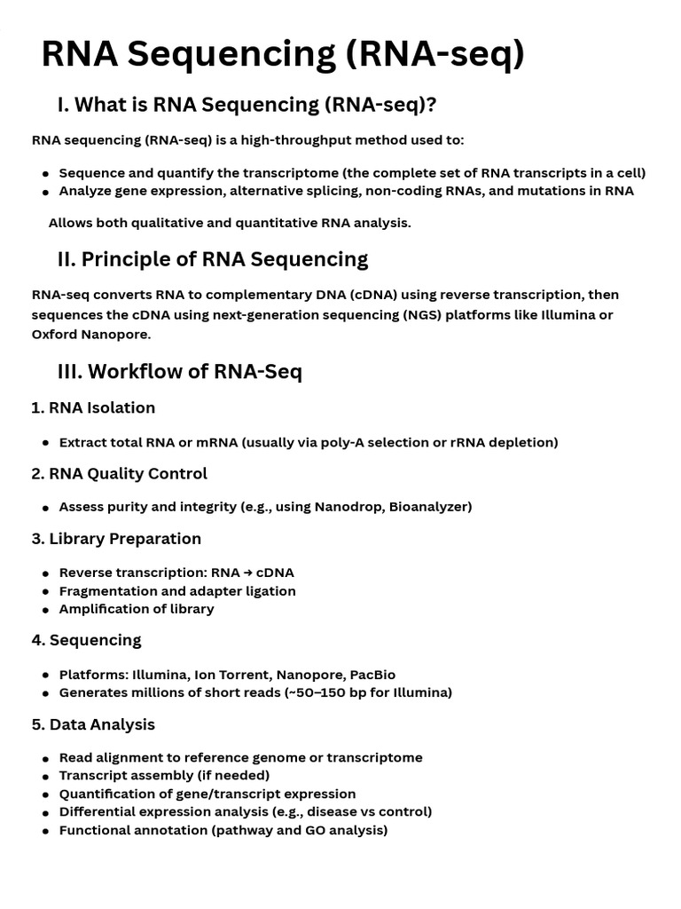 RNA Sequencing (RNA-seq) - Comprehensive Notes | PDF | Gene Expression ...