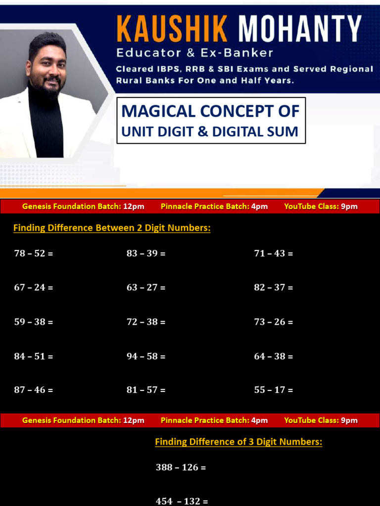 Magical Concept of Unit Digit & Digit Sum (Questio | PDF