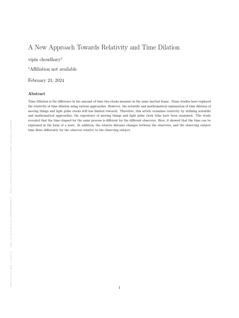New Insights on Time Dilation and Relativity | PDF | Special Relativity ...