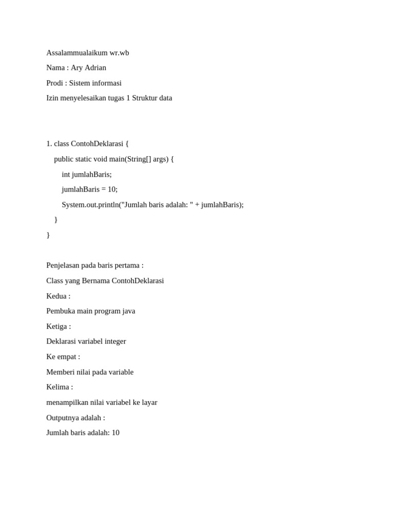 Tugas 1 Struktur Data | PDF