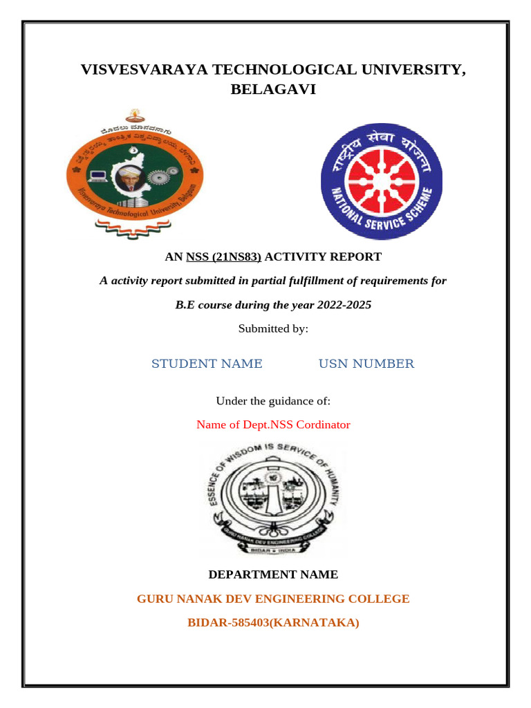 NSS Activity Report Certificate Format | PDF