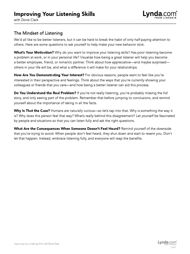 Improving Your Listening Skills | PDF