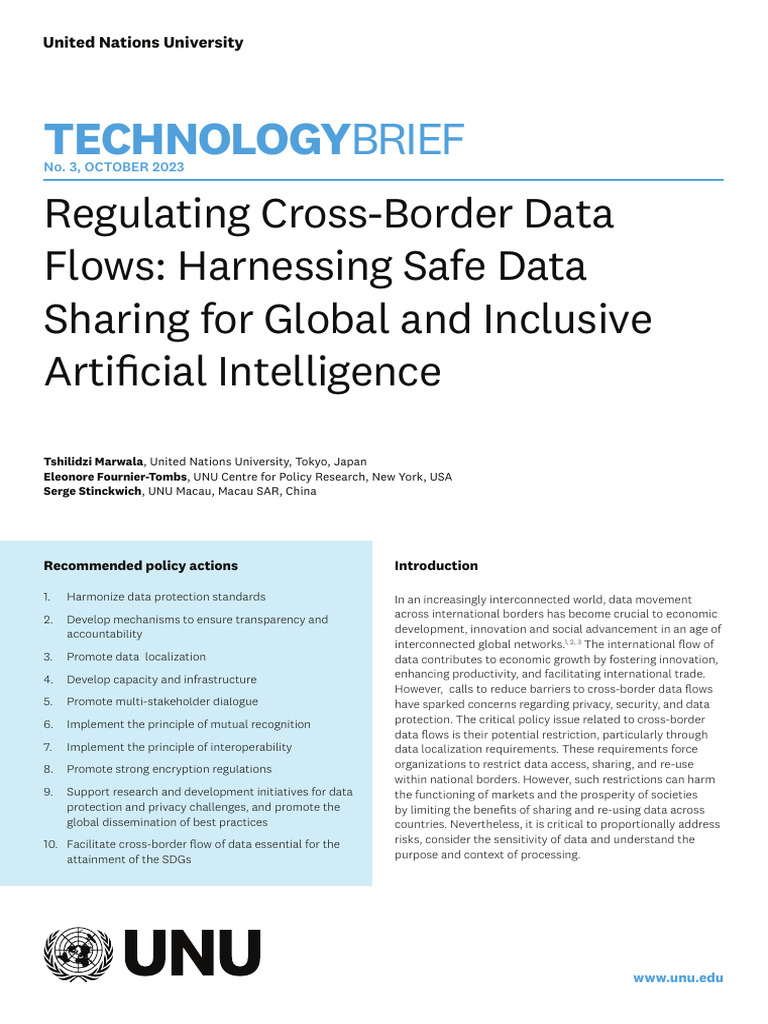 UNU TB - 3 2023 - Regulating Cross Border Data Flows | PDF | Computer Security | Security