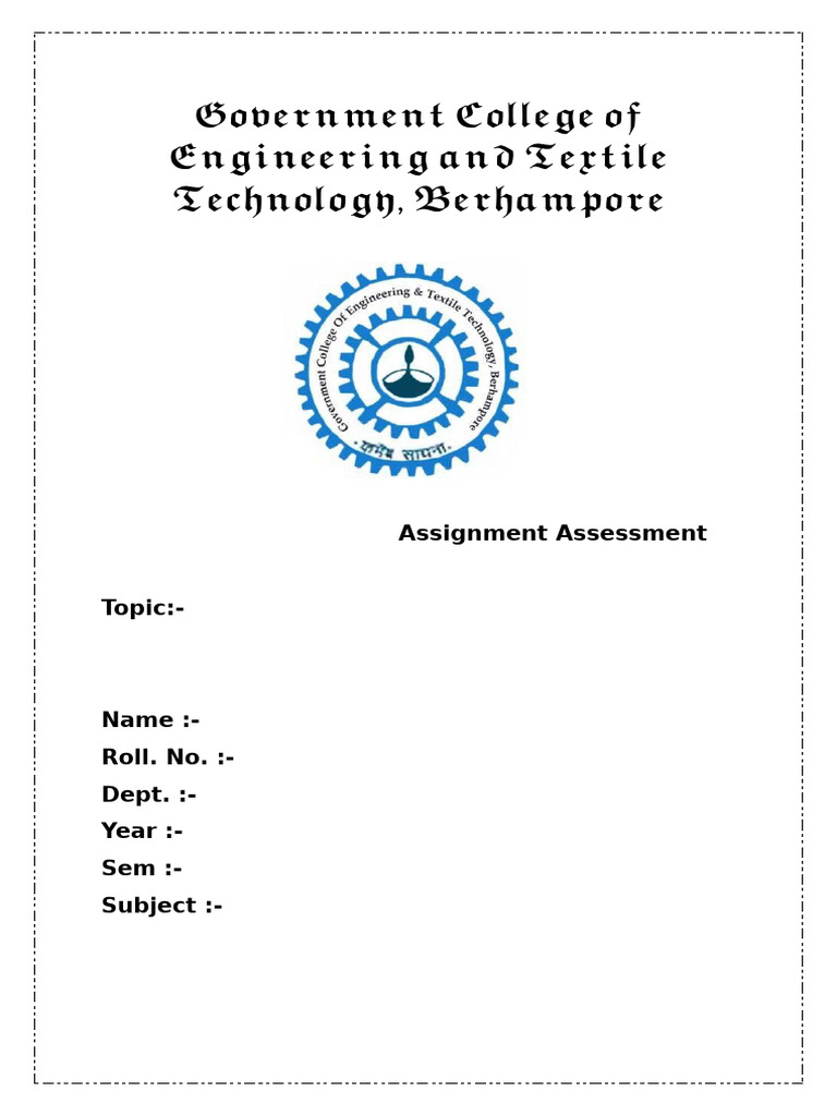Front Page of Assignment | PDF