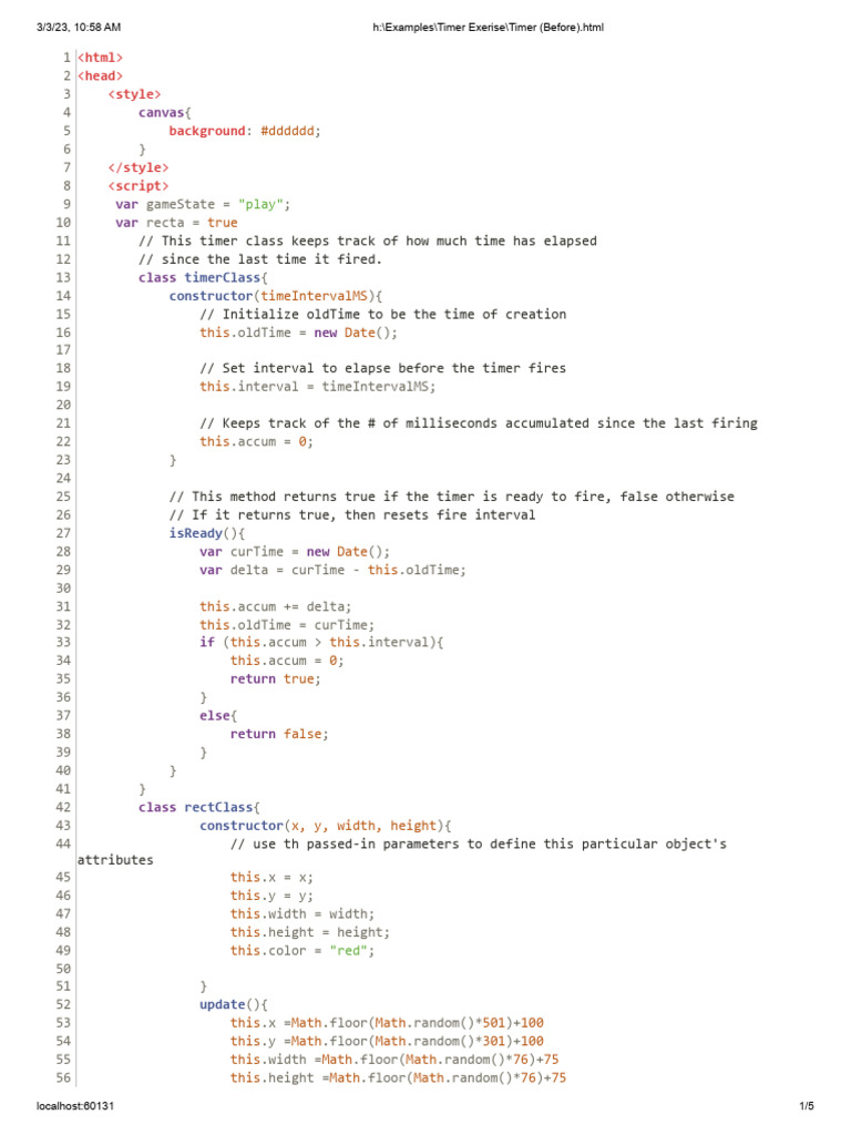 H - Examples - Timer Exerise - Timer (Before) .HTML | PDF