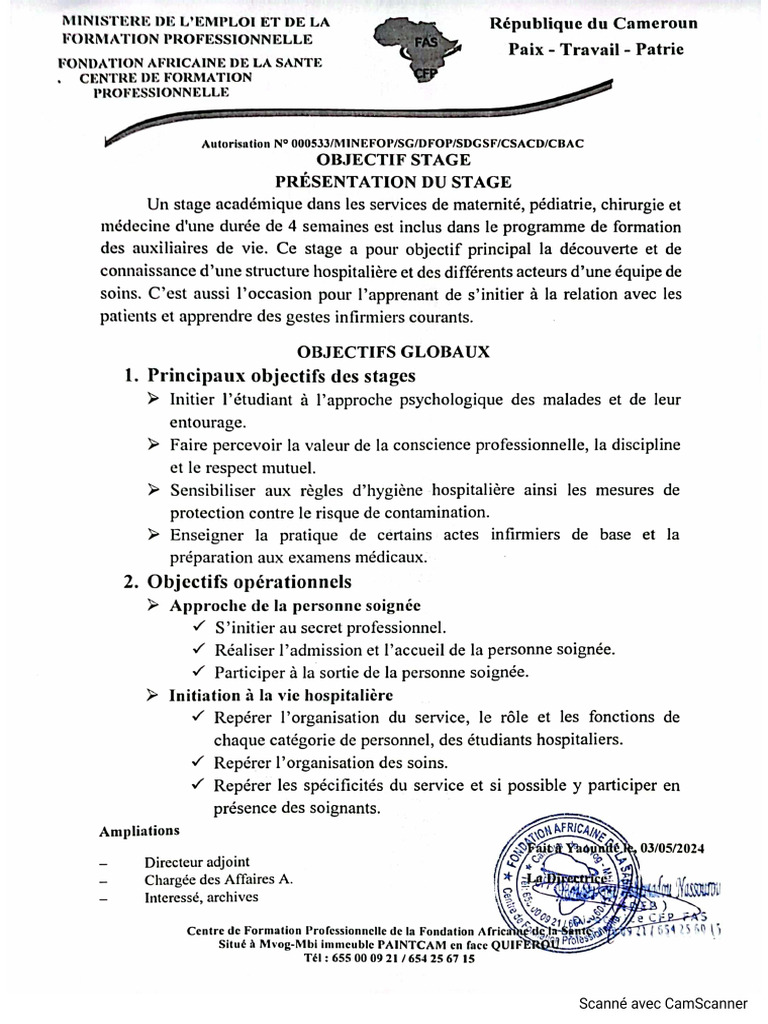 ci-joint vos objectifs de stage | PDF