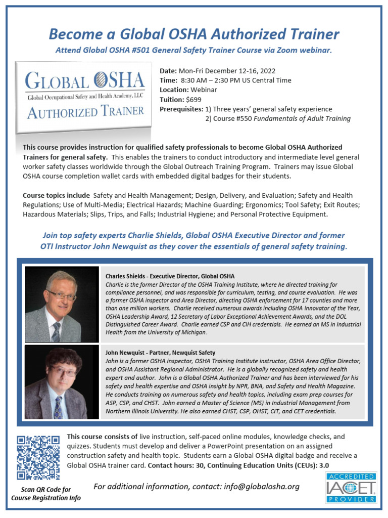 #501 General Safety Trainer Course Brochure DEC 2022 | PDF ...