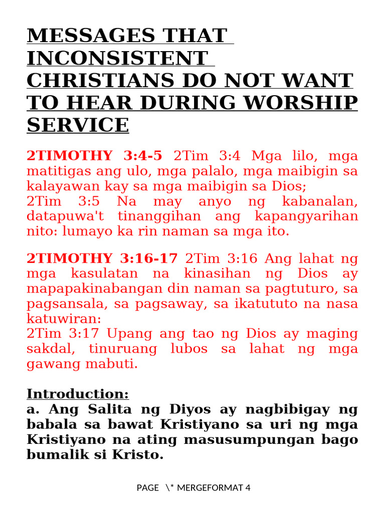 (B7) Messages That Inconsistent Christians Do Not Want To Hear During ...