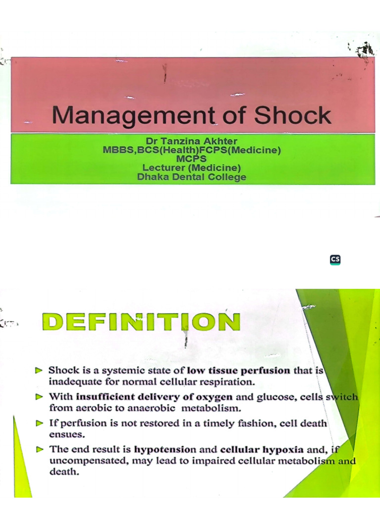 Management of Shock | PDF