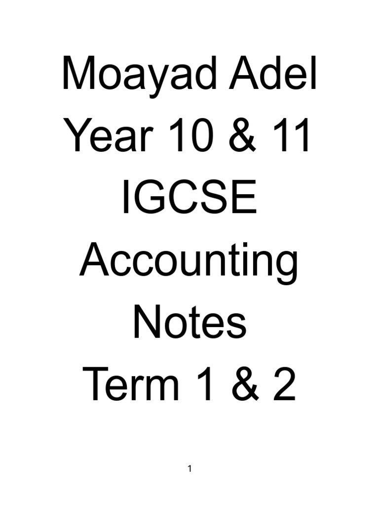 IGCSE Accounting Notes: Debits, Credits, Errors | PDF | Debits And ...