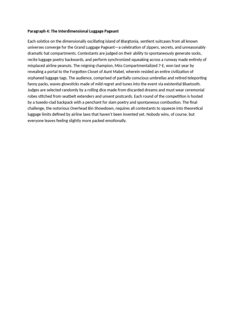 Blargtonia's Grand Luggage Pageant | PDF